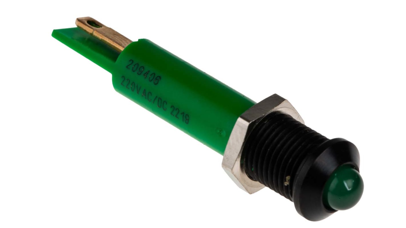 Voyant LED lumineux Vert RS PRO, dia. 8mm, 230V c.a. | RS