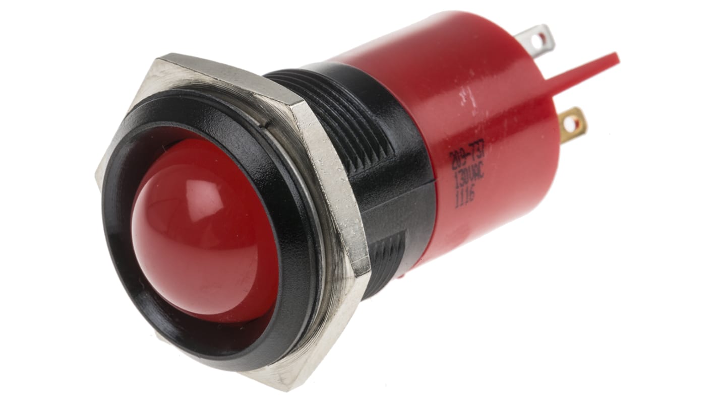 RS PRO Red Panel Mount Indicator, 130V ac, 22mm Mounting Hole Size ...