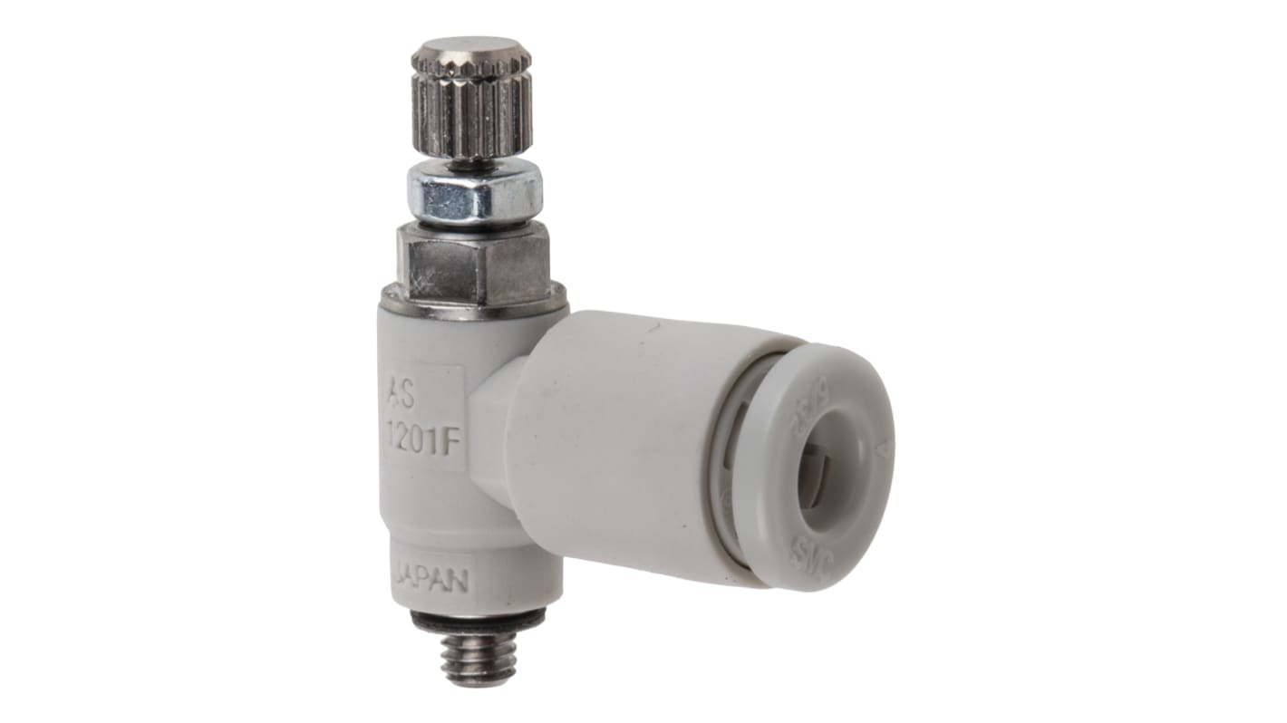 Regulador de caudal SMC AS1201F-M3-04, Macho M3 x 0,5 x 4mm, M3 x 0,5 x M3 x 0,5 | RS