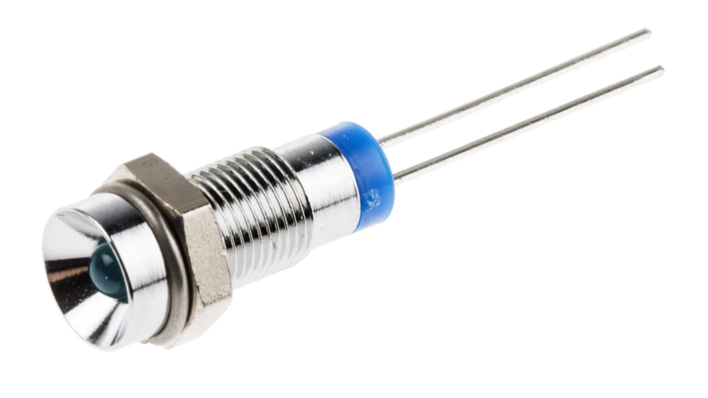 RS PRO Blue Panel Mount Indicator, 2V dc, 6mm Mounting Hole Size, Lead ...