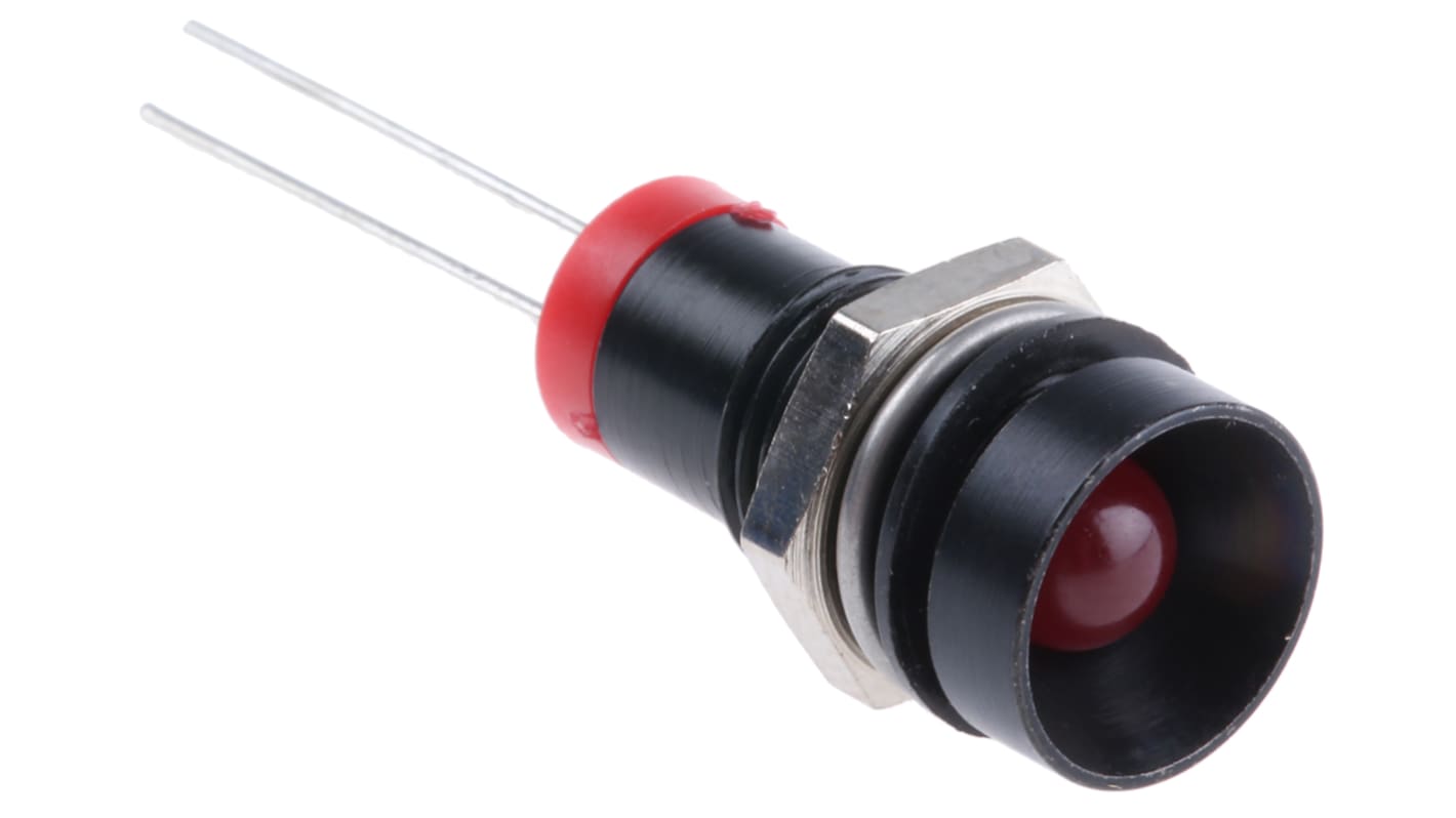 RS PRO Red Panel Mount Indicator, 2V dc, 8mm Mounting Hole Size, IP67 | RS