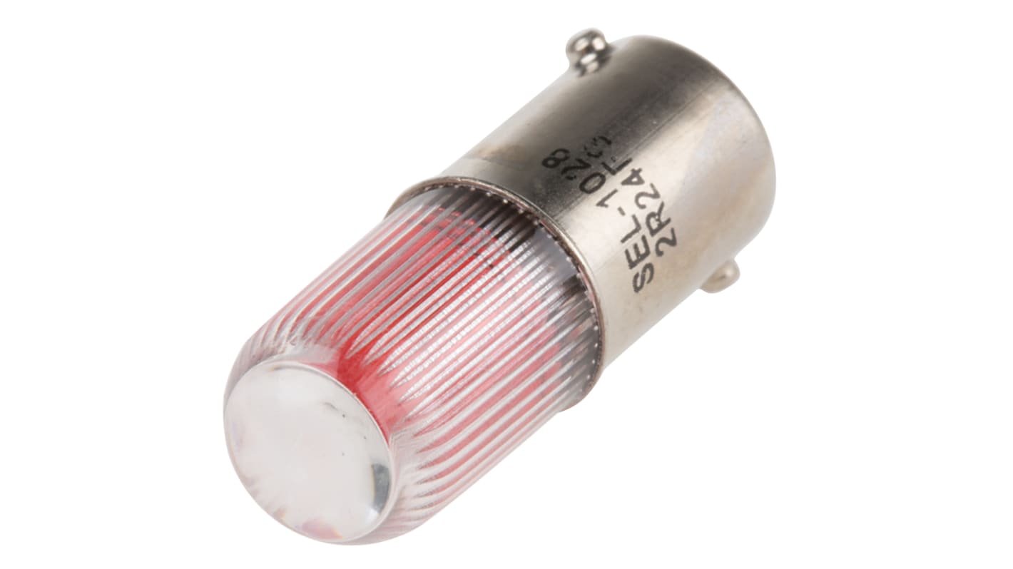 RS PRO Red LED Indicator Lamp, 24V dc, BA9s Base, 11mm Diameter, 40mcd | RS