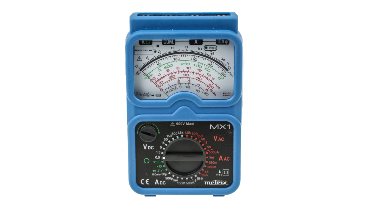 MX1 | Metrix MX 1 Handheld Analogue Multimeter, 10A ac Max, 10A dc Max | RS