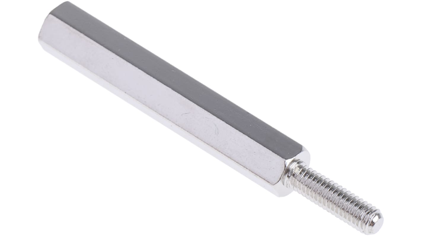 RS PRO Standoff, M3 x M3 Thread, 30mm Body, Brass, Male/Female, 10mm Stud | RS