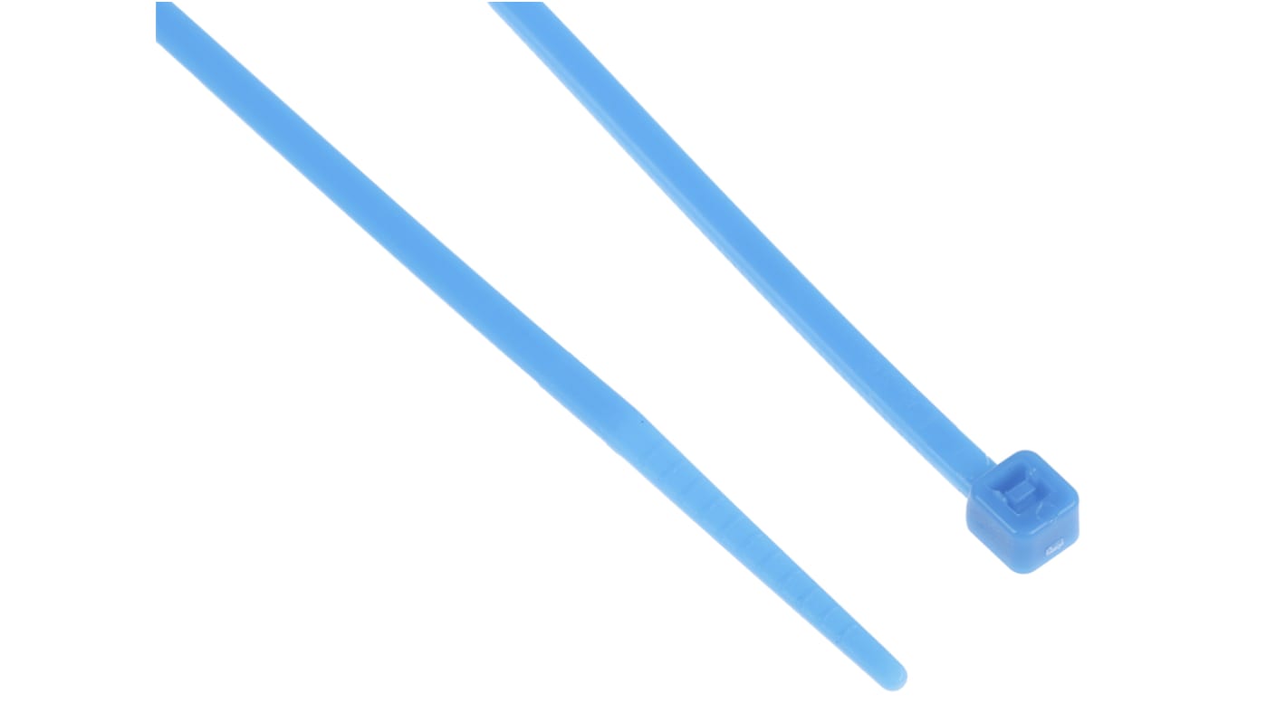 RS PRO Cable Tie, 165mm x 2.5 mm, Blue Nylon, Pk-100 | RS