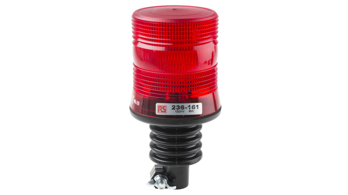 RS PRO Red Flashing Beacon, 10 → 30 V dc, Flexi DIN Mount, Xenon Bulb, IP56 | RS