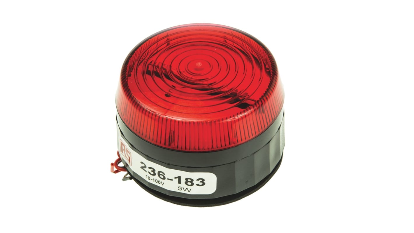 RS PRO Red Flashing Beacon, 10 → 100 V dc, 20 → 72 V ac, Surface Mount, Xenon Bulb, IP67 | RS