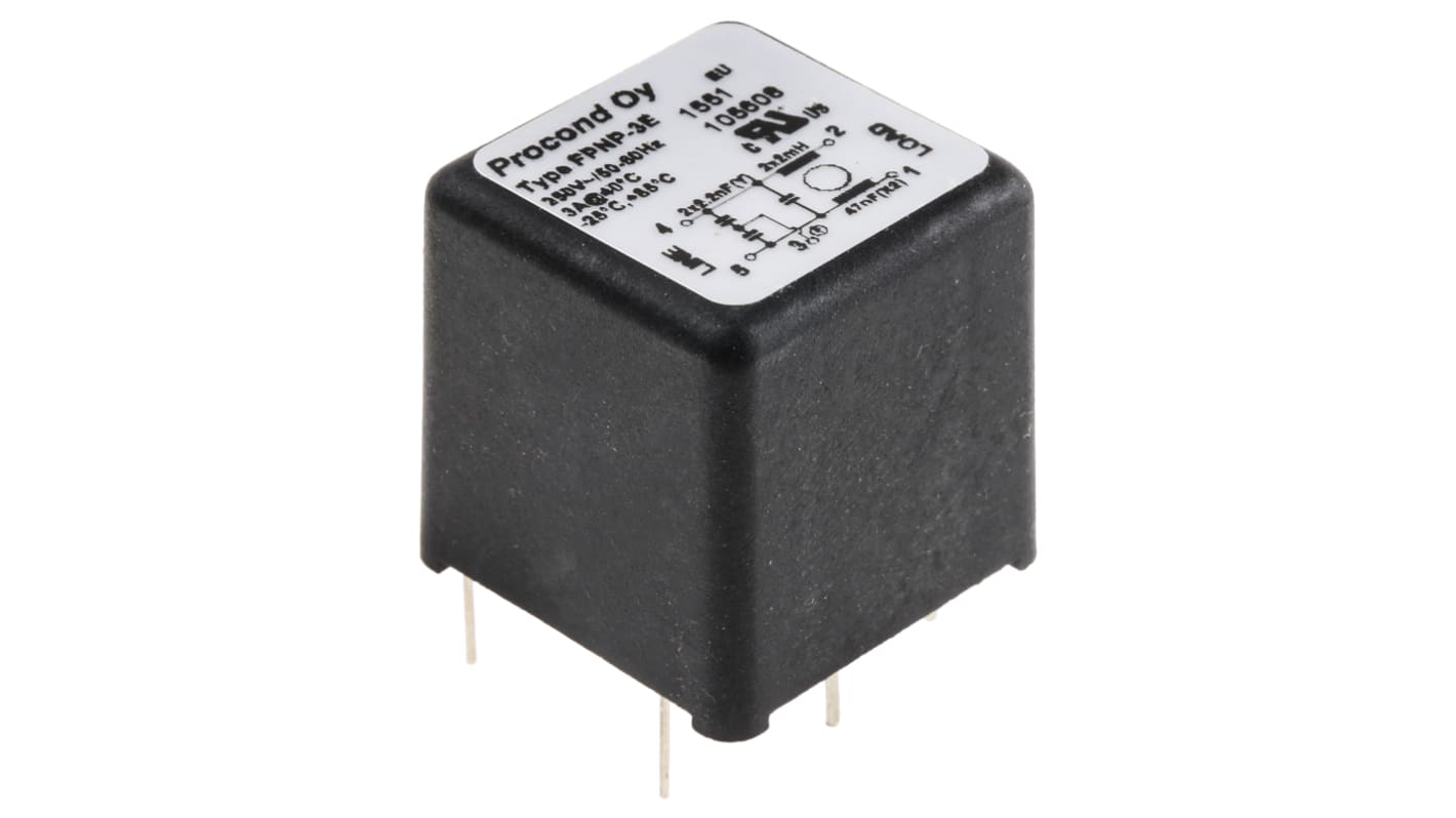 RS PRO 3A 250 V ac 400Hz, Through Hole RFI Filter, Pin | RS