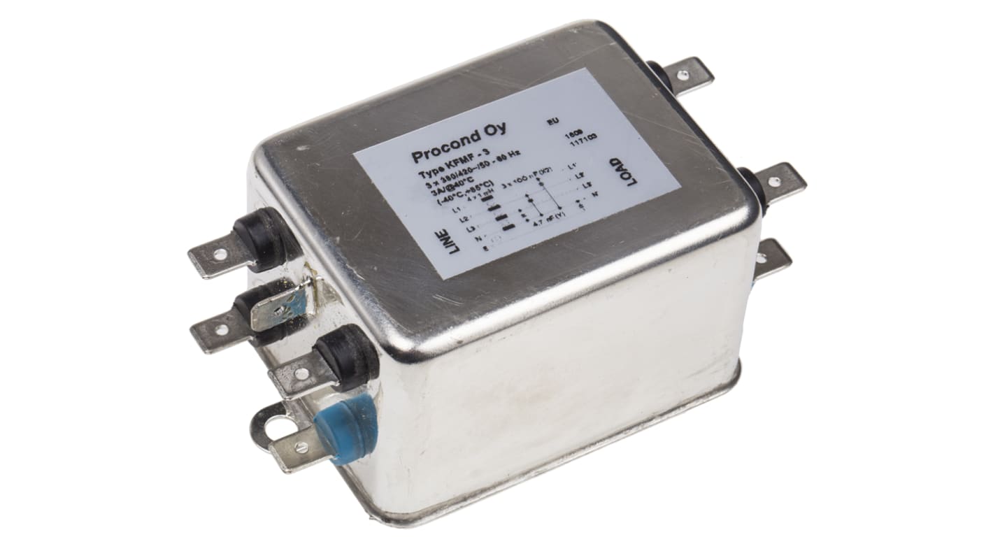 RS PRO 3A 420 V ac 400Hz, Chassis Mount RFI Filter, Tab 3 Phase | RS