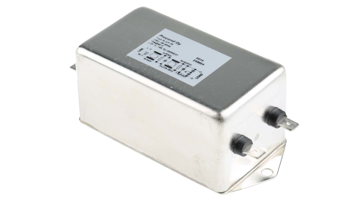 RS PRO 16A 250 V ac 400Hz, Chassis Mount RFI Filter, Tab | RS