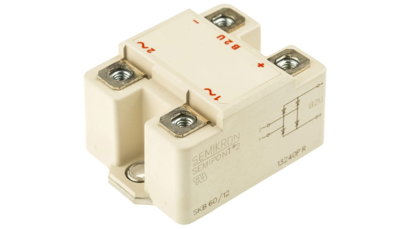 SKB 60/12 | Semikron Bridge Rectifier Module, 60A, 1200V, 4-Pin | RS