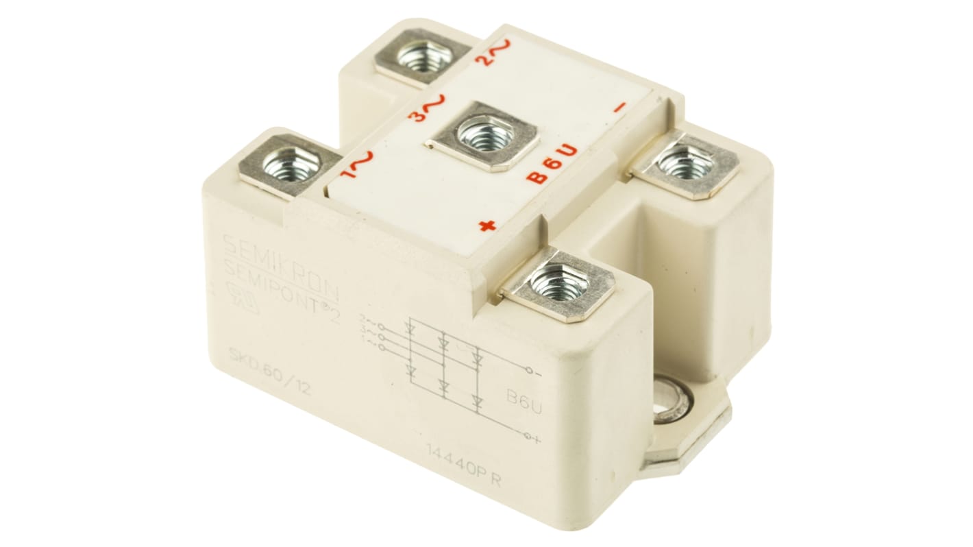 SKD 60/12 | Semikron Bridge Rectifier Module, 60A, 1200V, 3-phase, 5 ...
