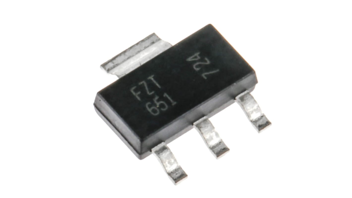 Diodes Inc FZT651TA NPN Transistor, 3 A, 60 V, 3 + Tab-Pin SOT-223 | RS