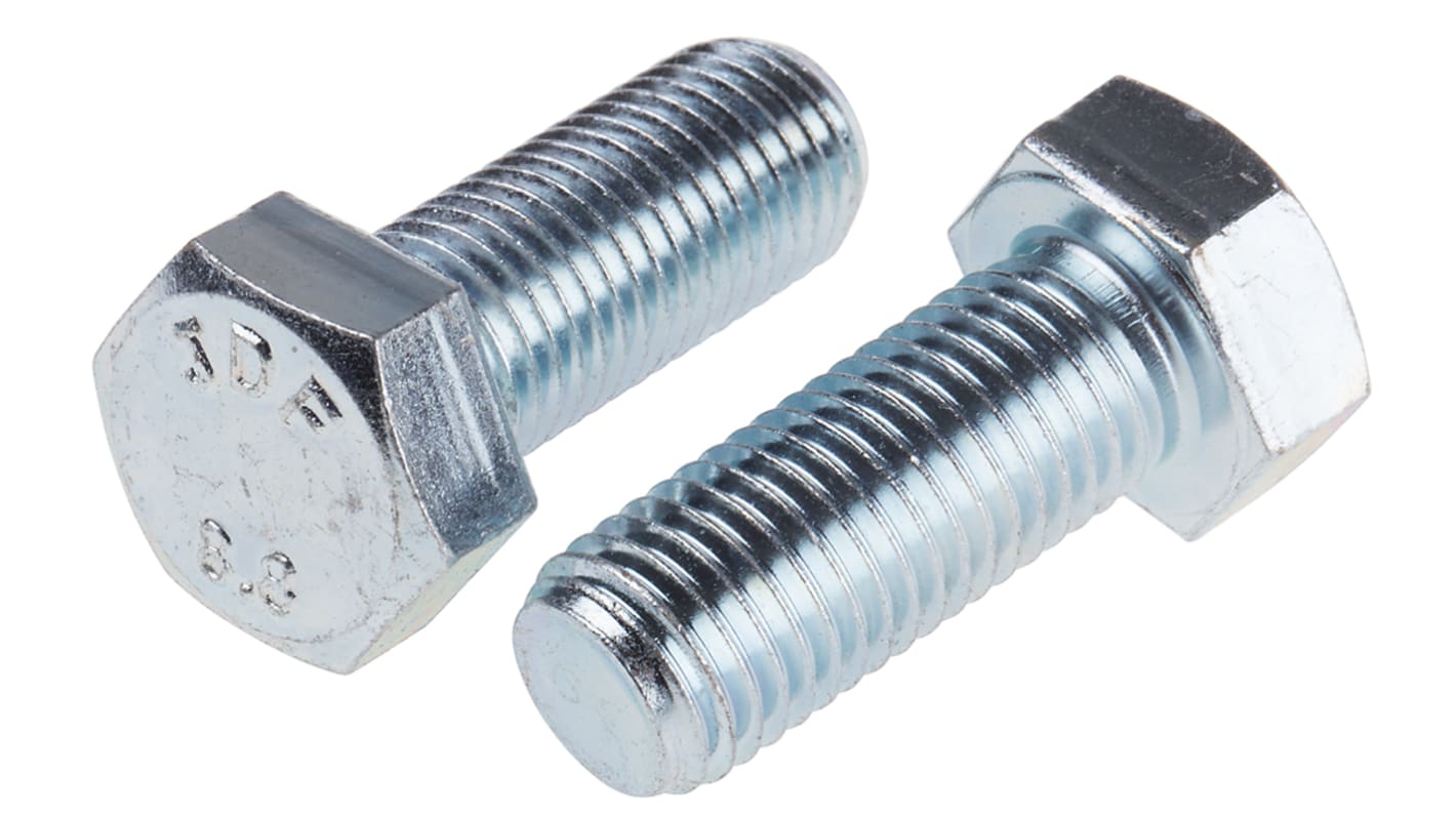 RS PRO Bright Zinc Plated Steel Hex, Hex Bolt, M16 x 40mm | RS