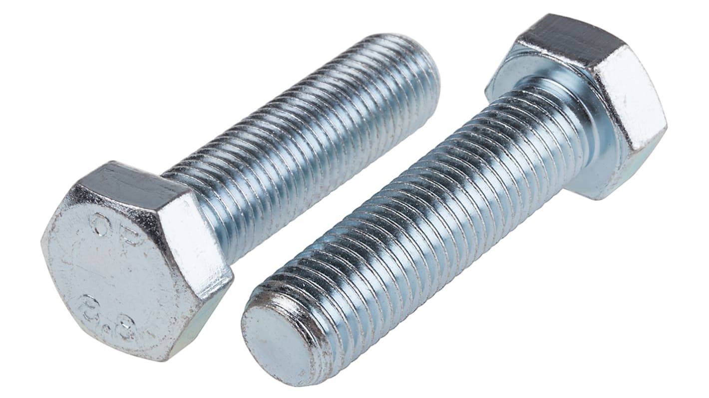 Clear Passivated, Zinc Steel Hex, Hex Bolt, M16 x 60mm | RS