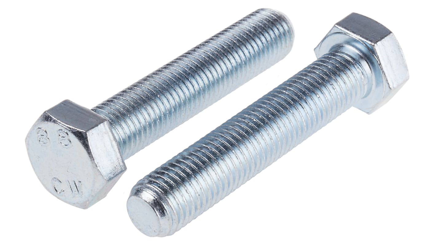 RS PRO Bright Zinc Plated Steel Hex, Hex Bolt, M16 x 80mm | RS