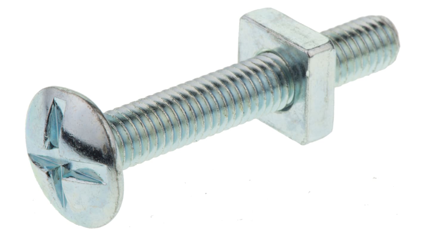 Bright Zinc Plated Steel Roofing Bolt, M6 x 40mm | RS
