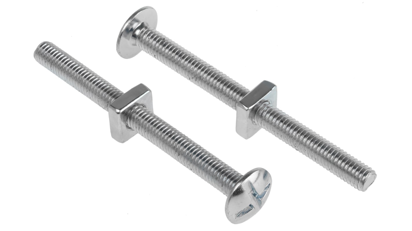 Bright Zinc Plated Steel Roofing Bolt, M6 x 70mm | RS