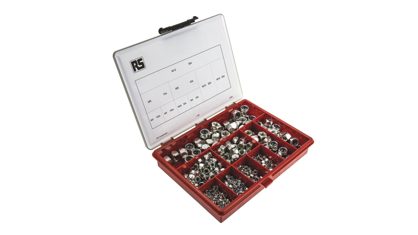 RS PRO Steel Self Locking Nuts Box, 495 Pieces | RS