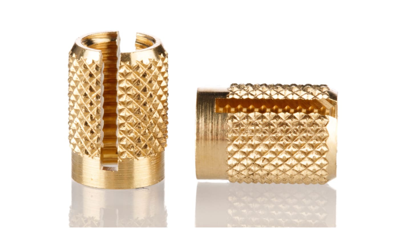 RS PRO, M6 Brass Threaded Insert diameter 8mm Depth 12.7mm | RS