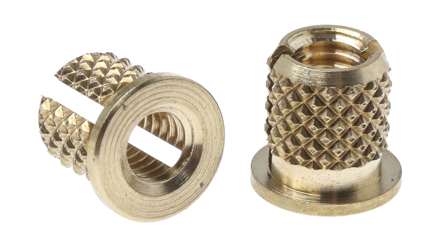 RS PRO, M3.5 Brass Threaded Insert diameter 4.8mm Depth 6.35mm | RS