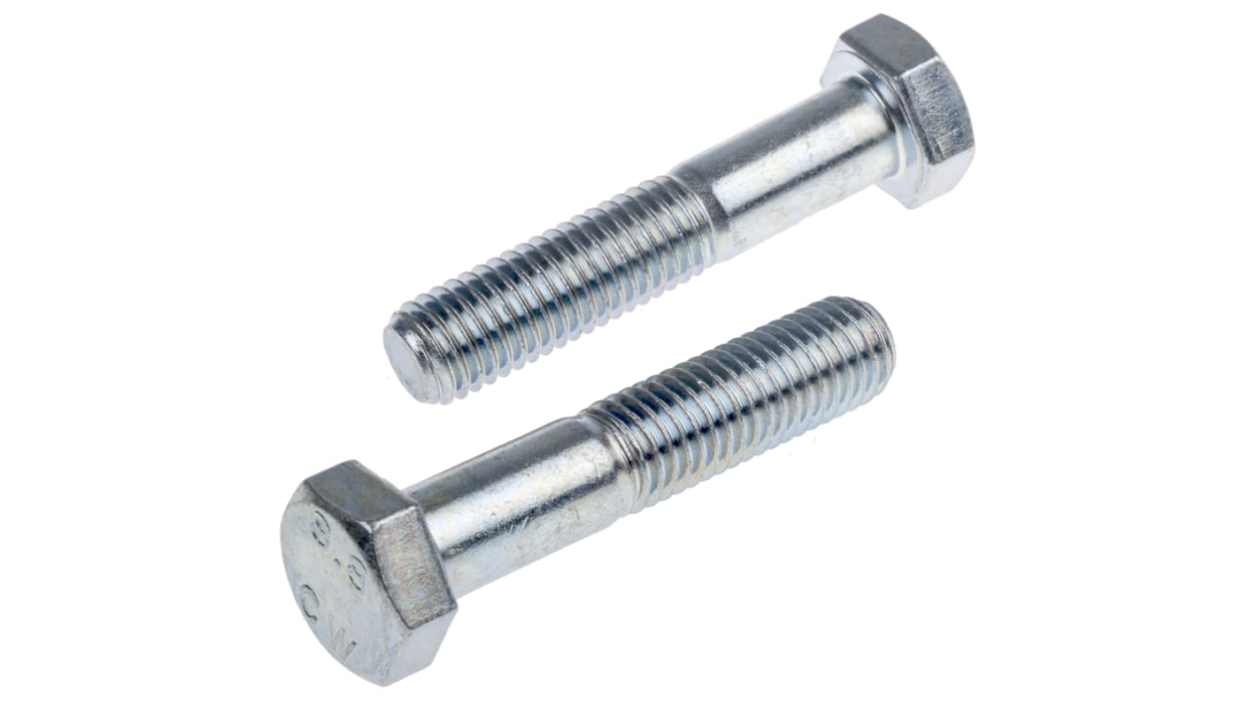 RS PRO Bright Zinc Plated Steel Hex, Hex Bolt, M12 x 60mm | RS