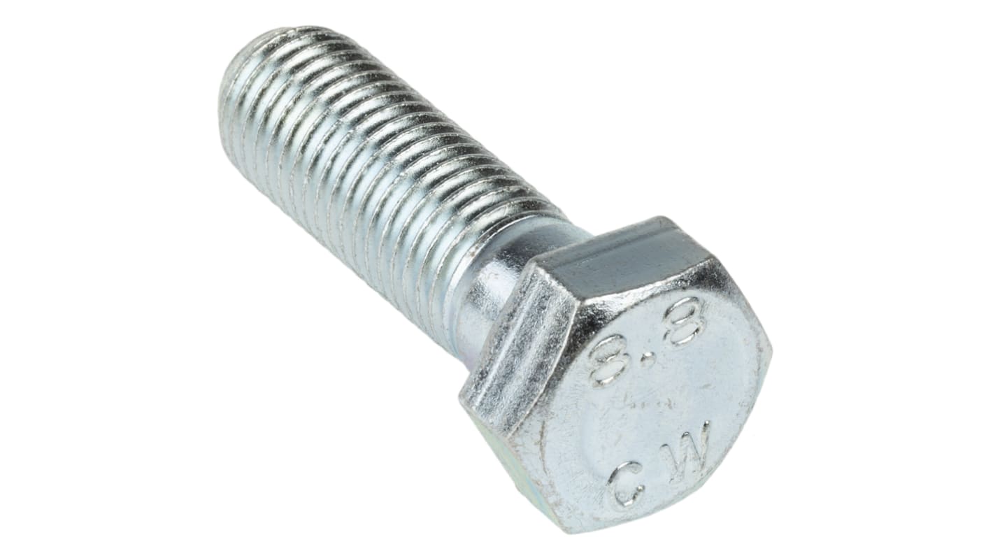 RS PRO Bright Zinc Plated Steel Hex, Hex Bolt, M16 x 50mm | RS