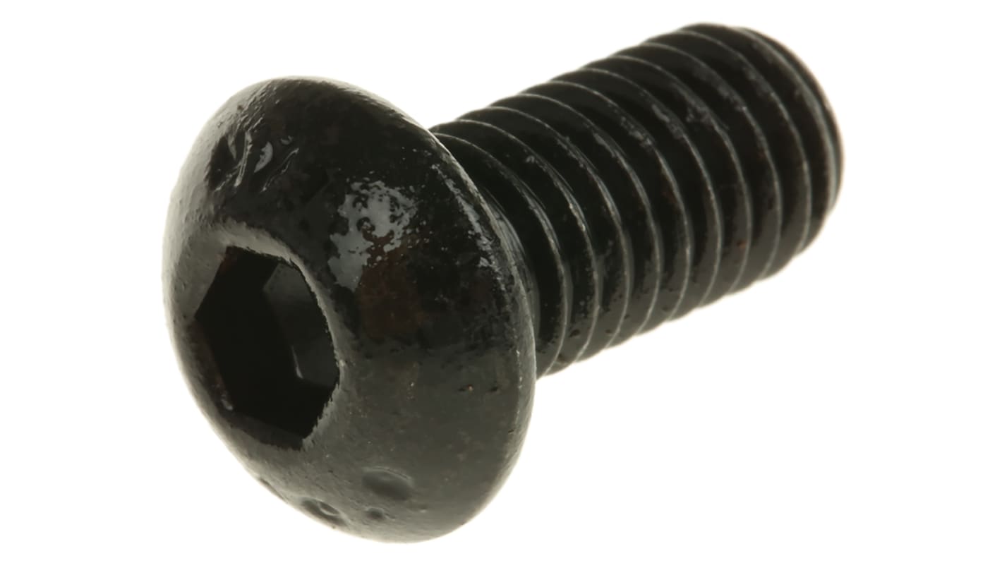 RS PRO Black, Self-Colour Steel Hex Socket Button Screw, ISO 7380, M8 x ...