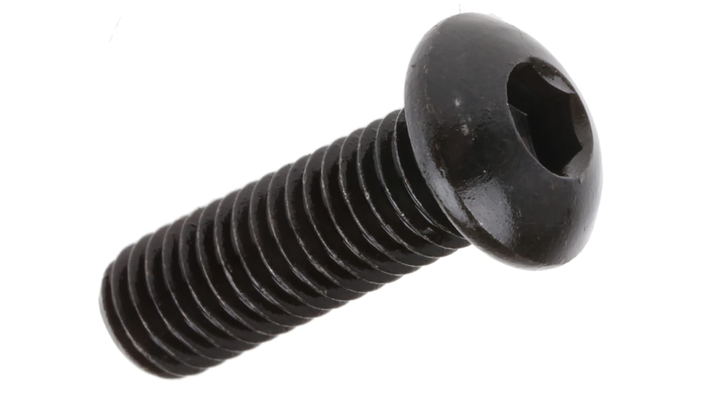 RS PRO Black, Self-Colour Steel Hex Socket Button Screw, ISO 7380, M8 x ...