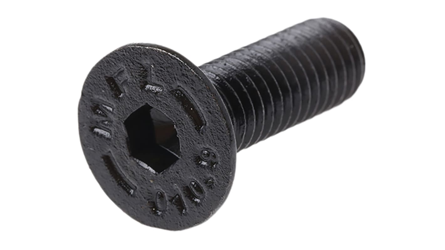 RS PRO M8 x 25mm Hex Socket Countersunk Screw Black, Self-Colour Steel | RS