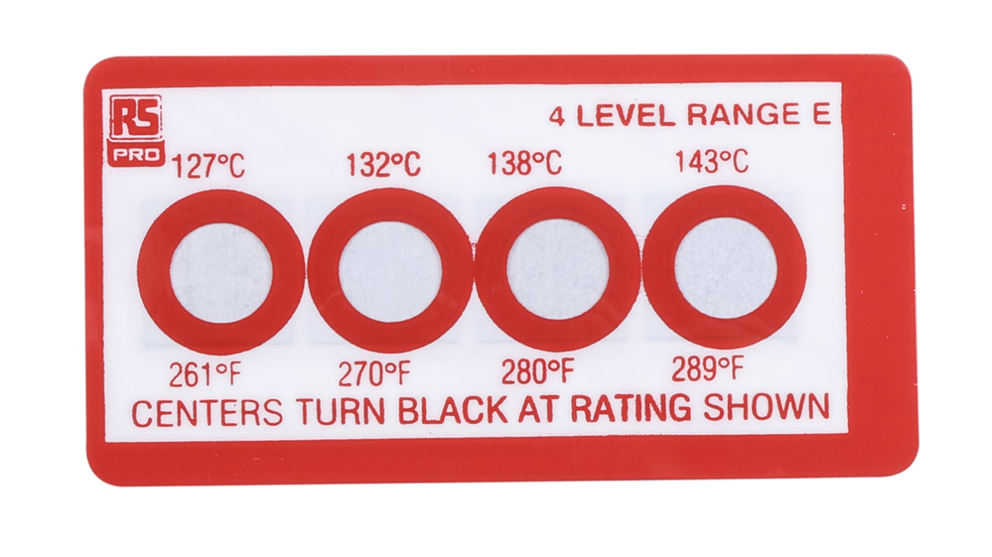 RS PRO Non-Reversible Temperature Sensitive Label, 127°C to 143°C, 4 ...