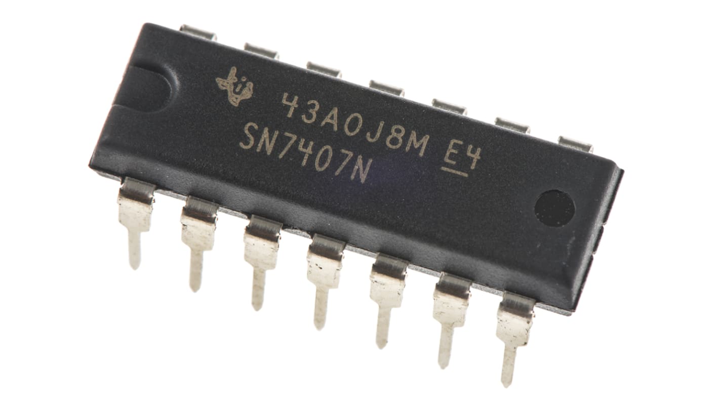 Texas Instruments バッファ,ラインドライバスルーホール, 14-Pin, 回路数:6, SN7407N | RS