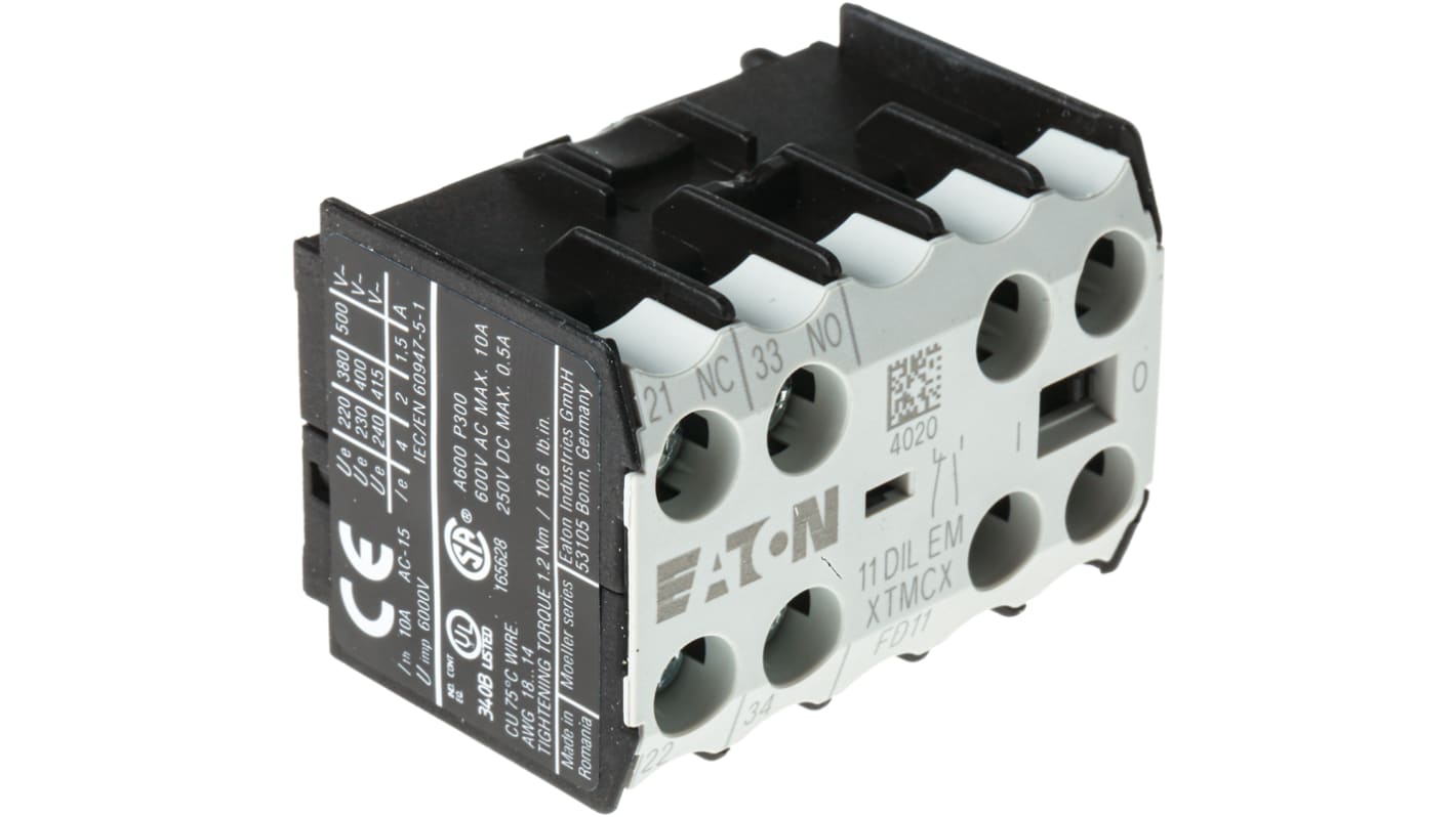 010080 11DILEM | Eaton Auxiliary Contact, 2 Contact, 1NC + 1NO, Front ...