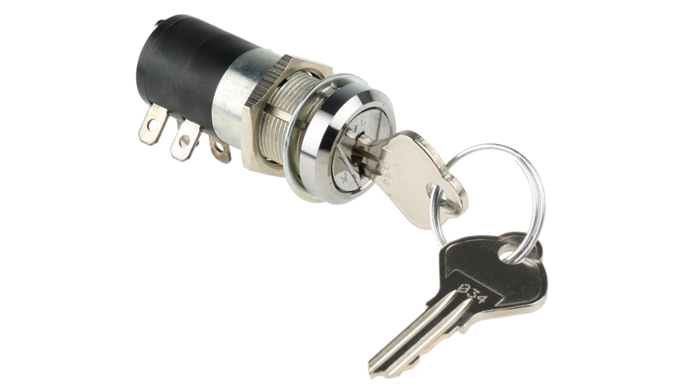 60132 | Mains Key Switch, DP-CO, 4 A @ 125 V ac 2-Way Random-Key | RS