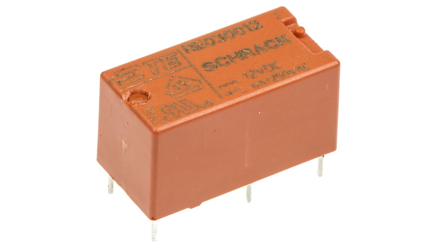 RE030012 | TE Connectivity PCB Mount Non-Latching Relay, 12V dc Coil, 6A Switching Current, SPST ...