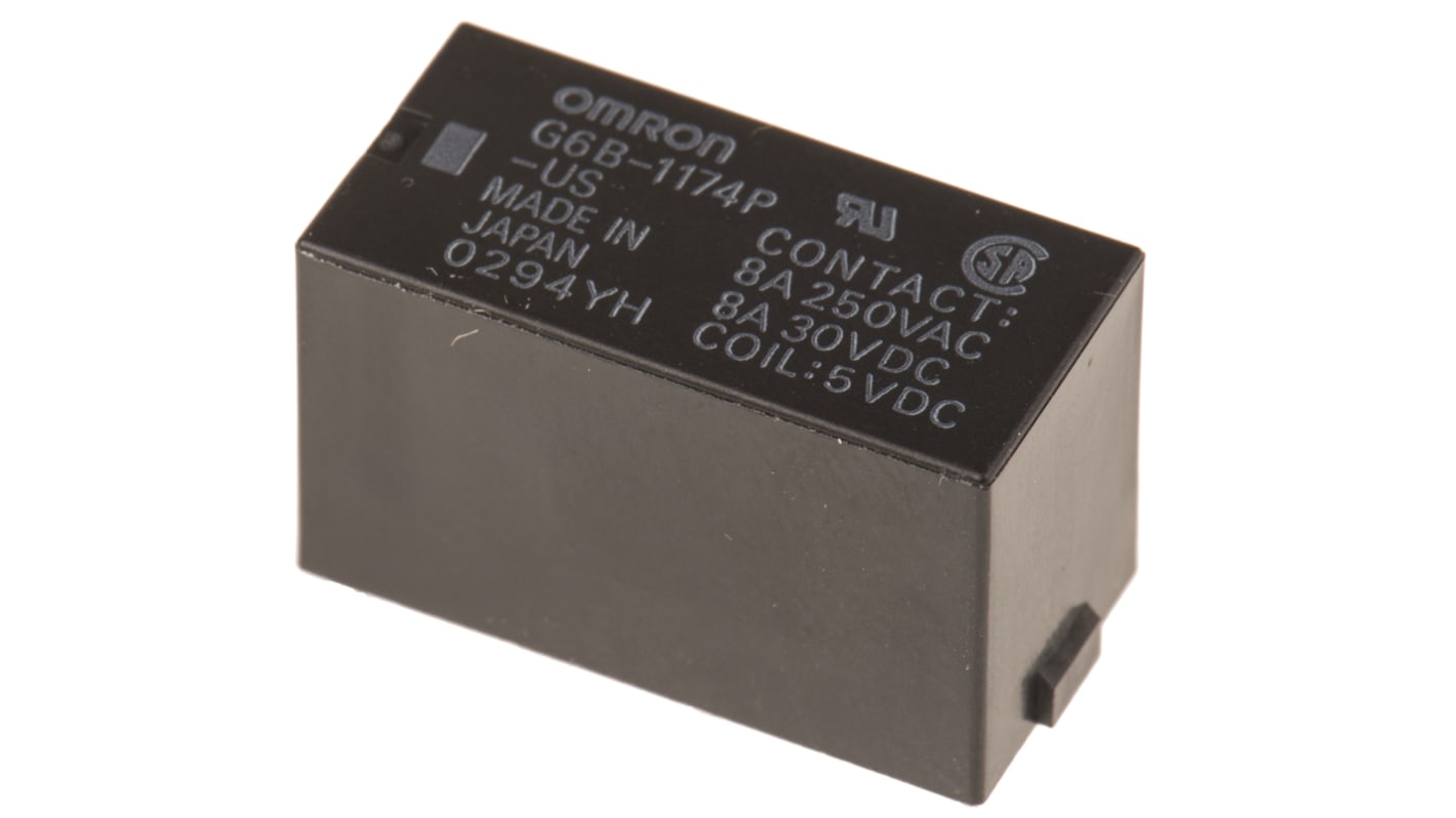G6B-1174P-US 5DC | Omron PCB Mount Non-Latching Relay, 5V dc Coil, 8A Switching Current, SPST | RS