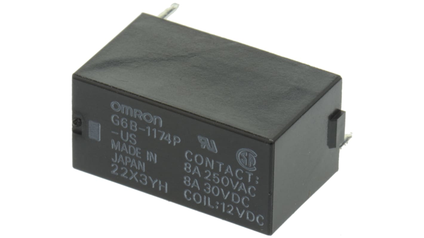 G6B-1174P-US DC12 | Omron PCB Mount Power Relay, 12V dc Coil, 8A Switching Current, SPST | RS