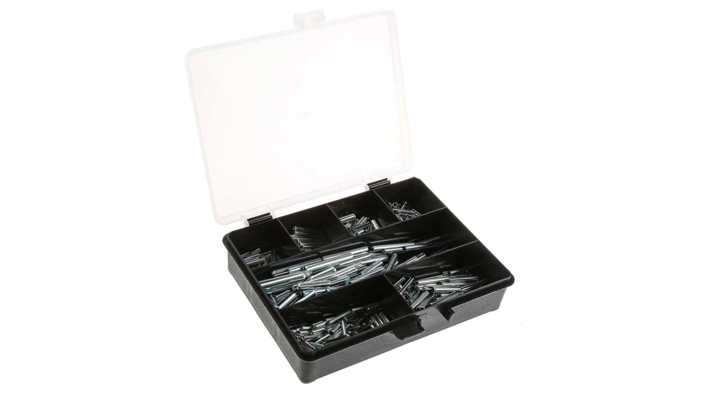 600 piece Galvanised Steel Metric Spring Tension Pin Kit | RS