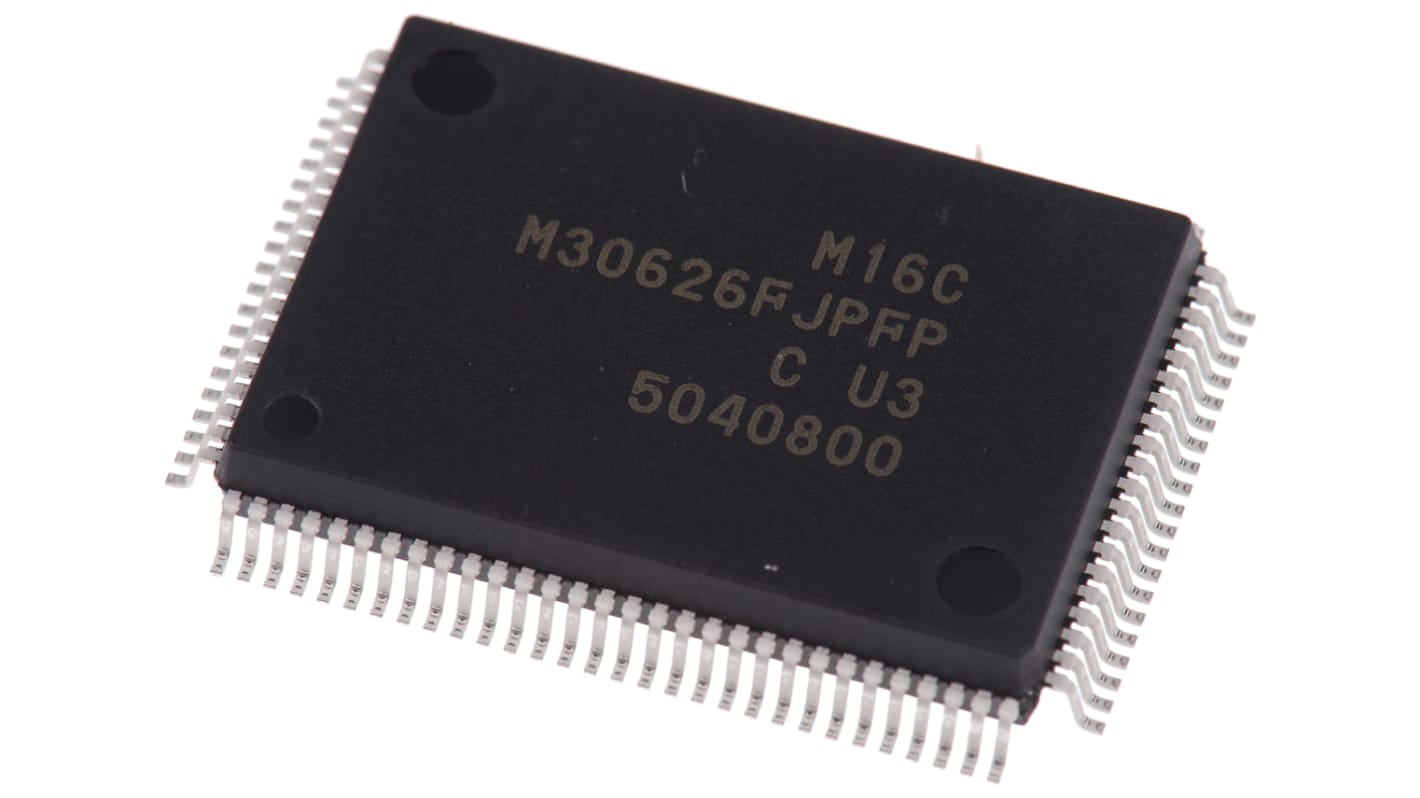 Renesas Electronics M30626FJPFP#U3C, 16/32bit M16C/62P Microcontroller, M16C, 24MHz, 4 kB, 512 ...