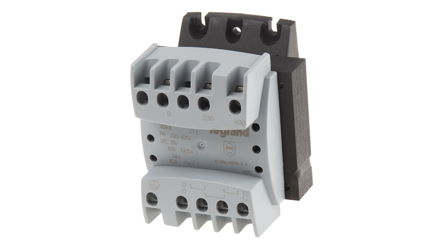 0 428 40 | Legrand 40VA DIN Rail Transformer, 230 → 400V Primary, 12 → ...