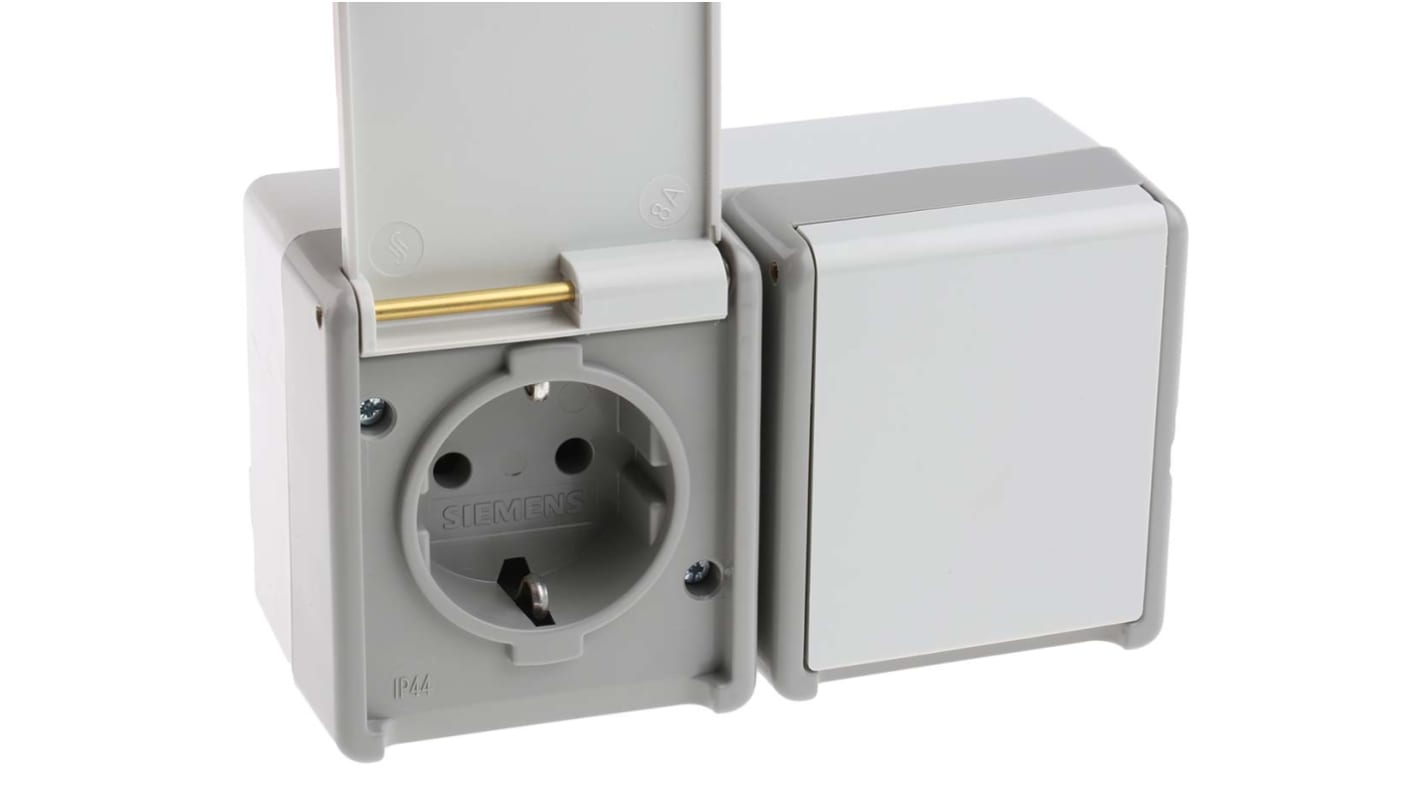 5UB4722 | Siemens Grey 2 Gang Plug Socket, 16A, Type F - German Schuko ...