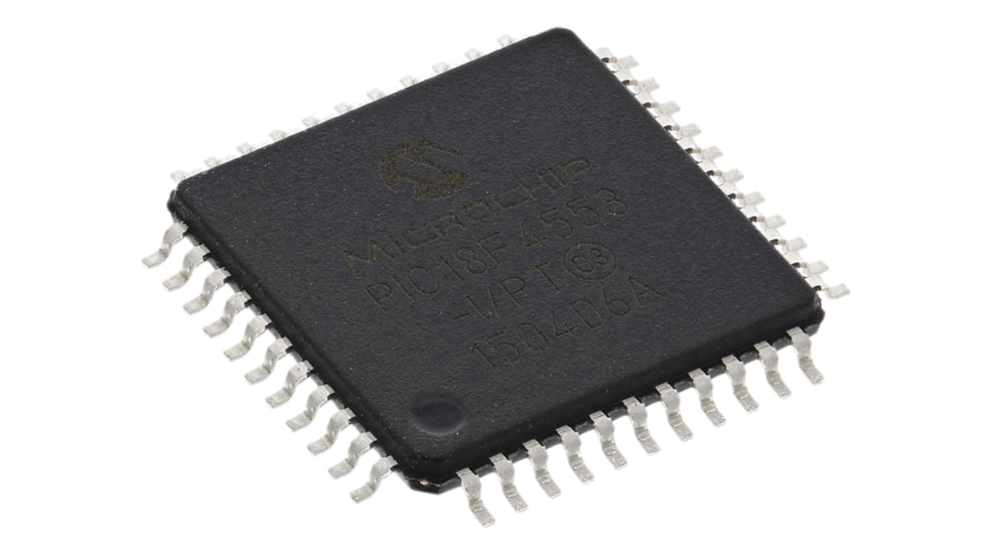 Microchip PIC18F4553-I/PT, 8bit PIC Microcontroller, PIC18F, 48MHz, 32 kB, 256 B Flash, 44-Pin ...