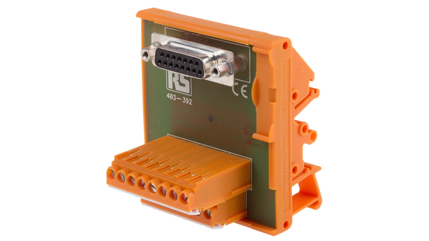 Module d'interface Sub-D 15 Contacts, Femelle, Montage sur Rail DIN | RS