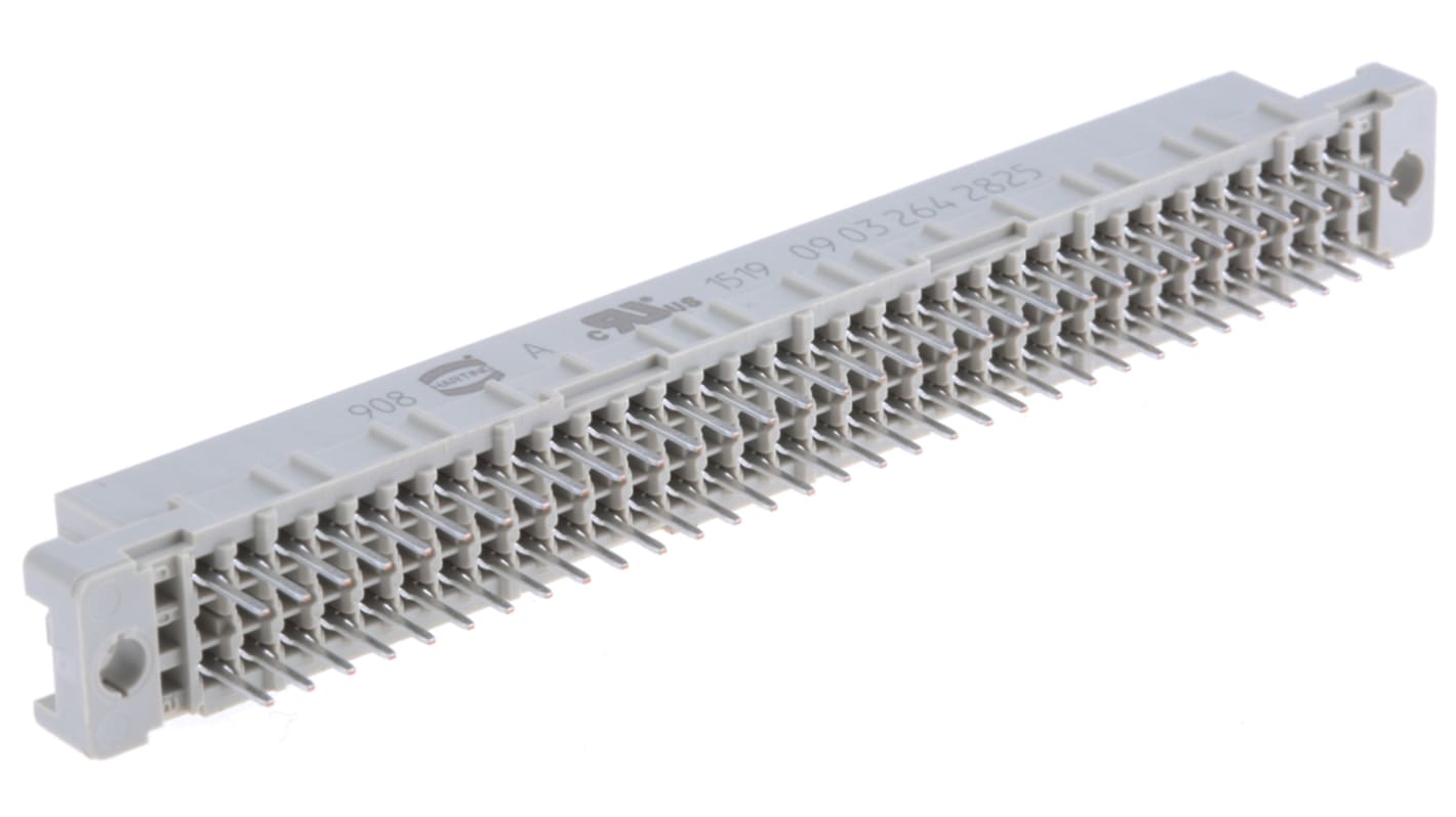 09032642825 | Harting 64 Way 2.54mm Pitch, Type C Class C1, 2 Row, Straight DIN 41612 Connector ...