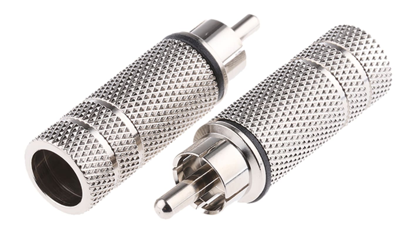RS PRO Black Cable Mount RCA Plug, Nickel | RS