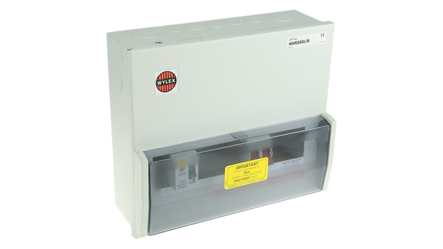 NHRS9SLM | Wylex 9 Way Split Load Metal Consumer Unit, 80A NH | RS