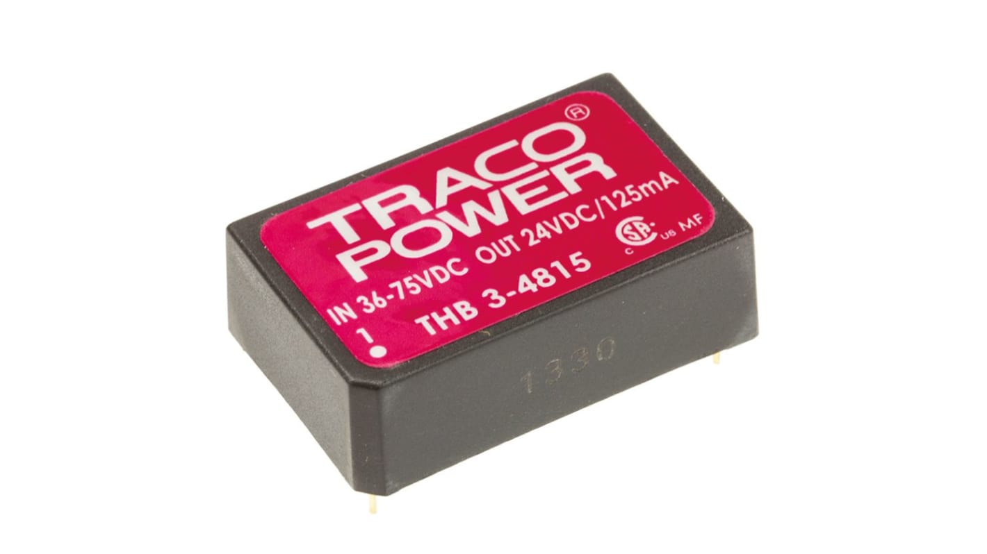 TRACOPOWER DC-DCコンバータ Vout：24V dc 36 → 75 V dc, 3W, THB 3-4815 | RS