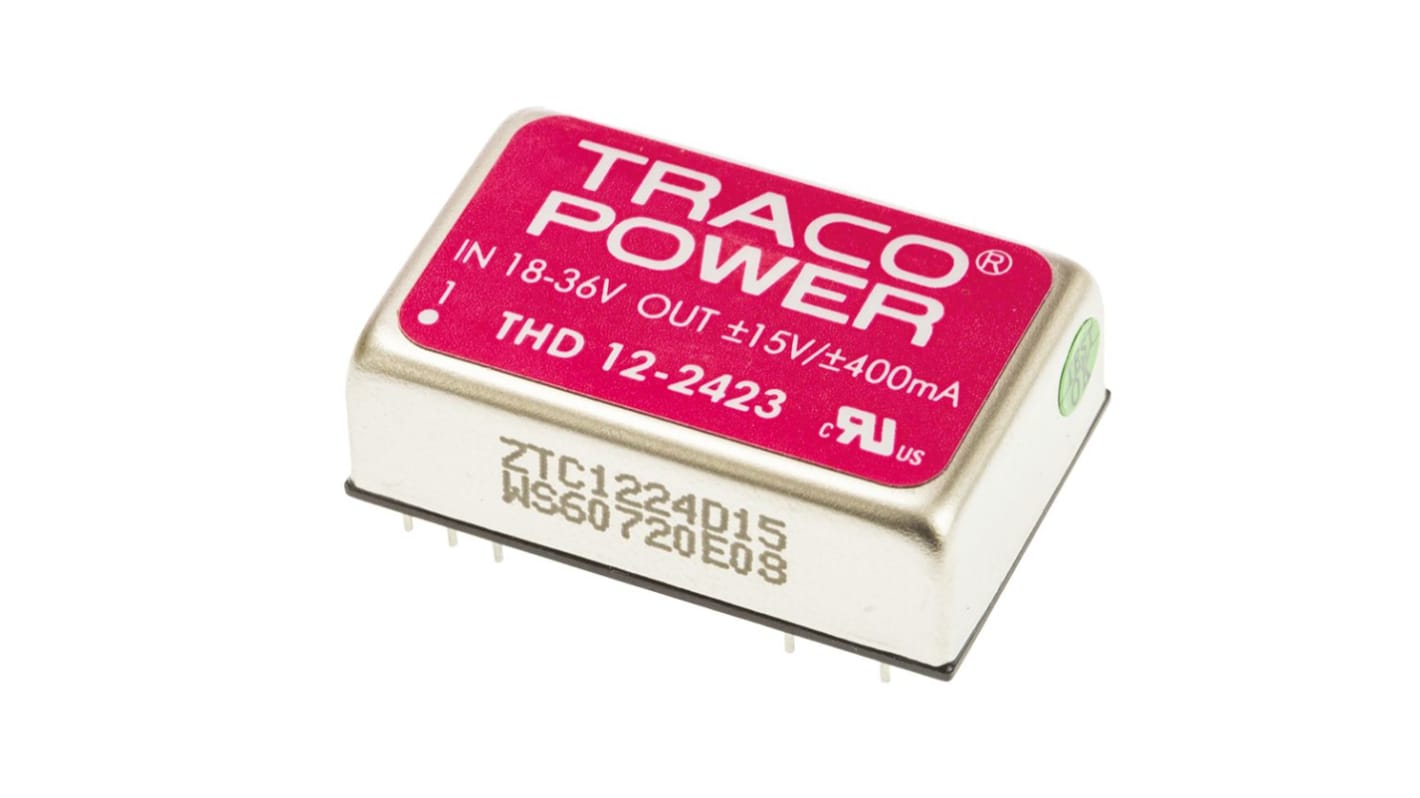 THD 12-2423 | TRACOPOWER THD 12 DC-DC Converter, ±15V dc/ ±400mA Output, 18 → 36 V dc Input, 12W ...