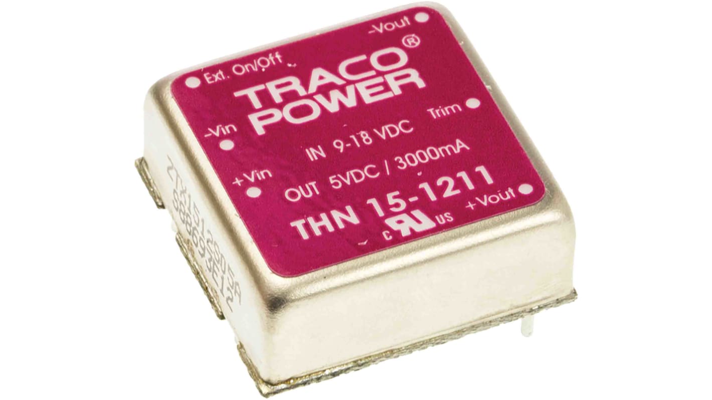 TRACOPOWER DC-DCコンバータ Vout：5V dc 9 → 18 V dc, 15W, THN 15-1211 | RS