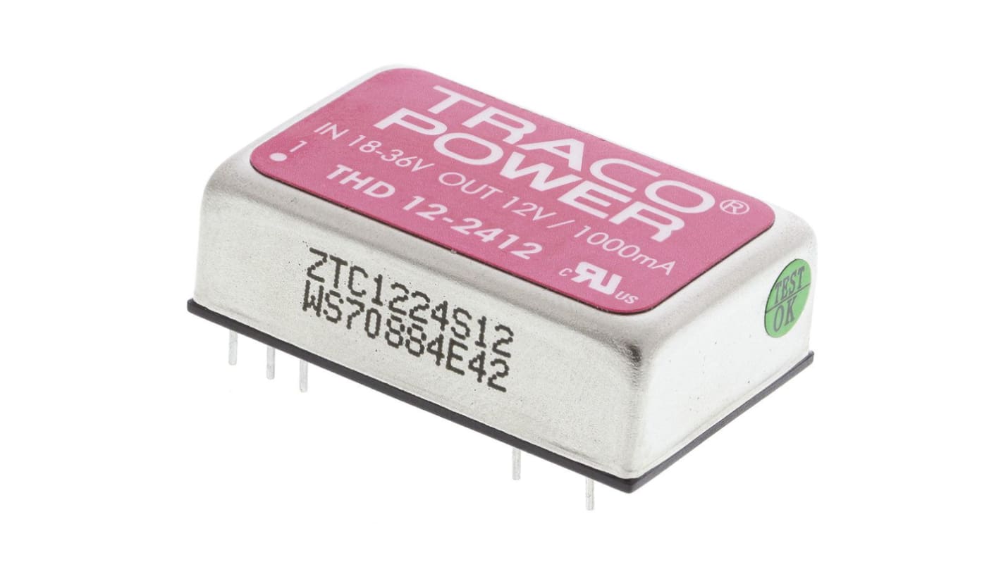 TRACOPOWER DC-DCコンバータ Vout：12V dc 18 → 36 V dc, 12W, THD 12-2412 | RS